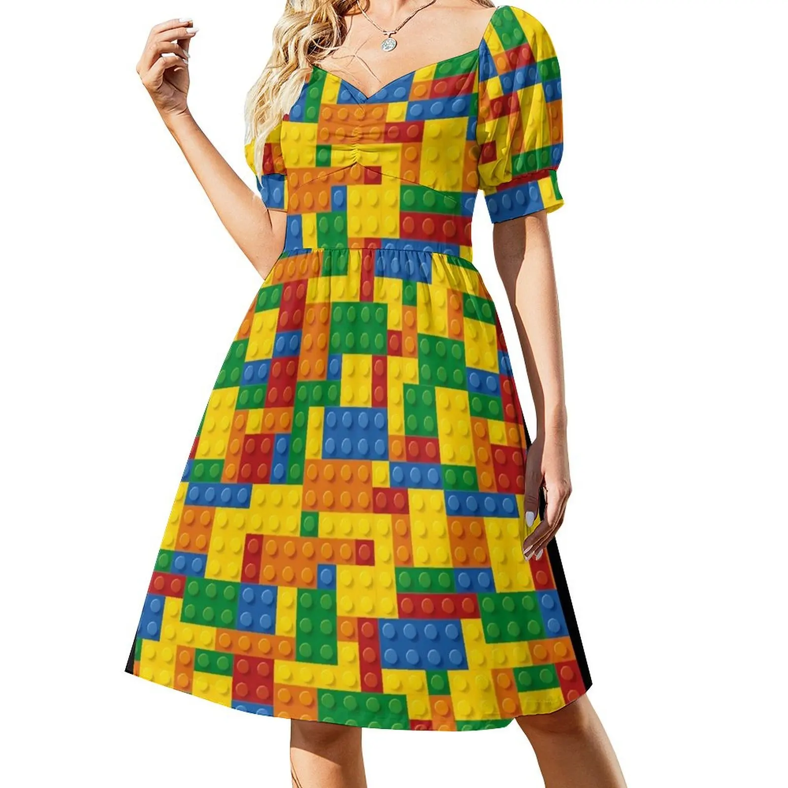 Colorful Building Bricks small plastic blocks Sleeveless Dress dresses ...