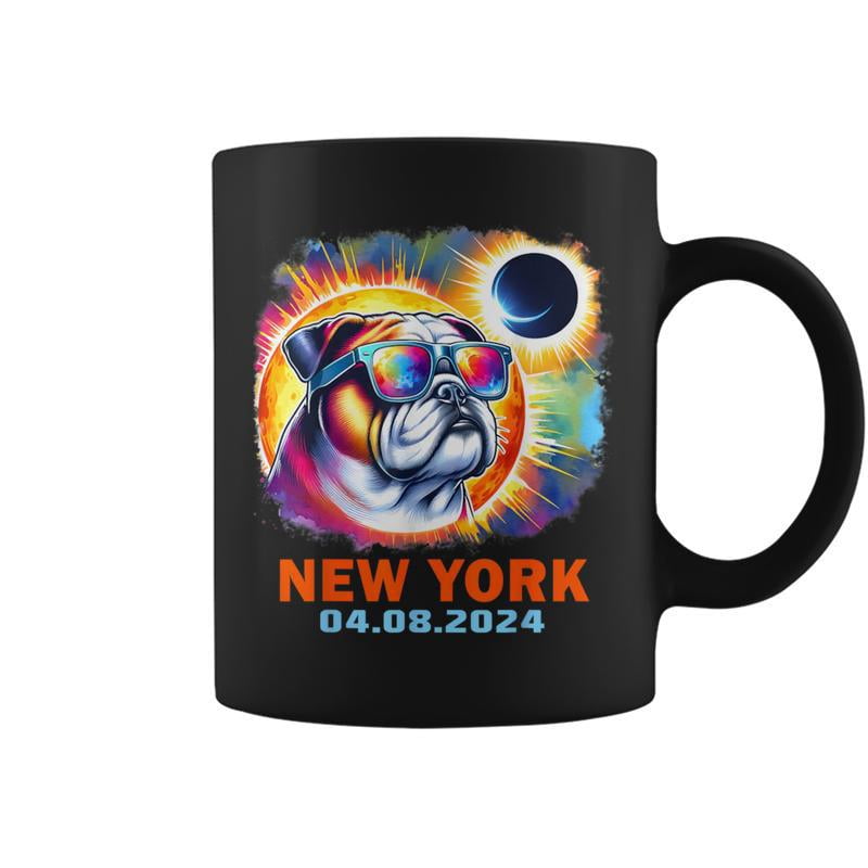 Colorful Bulldog Total Solar Eclipse 2024 New York Coffee Mugs ...