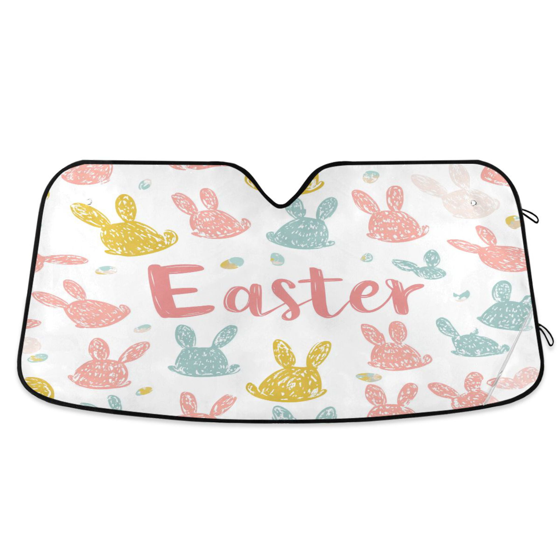Colorful Bunnies and Eggs Car Windshield Sun Shade Foldable Car Front ...