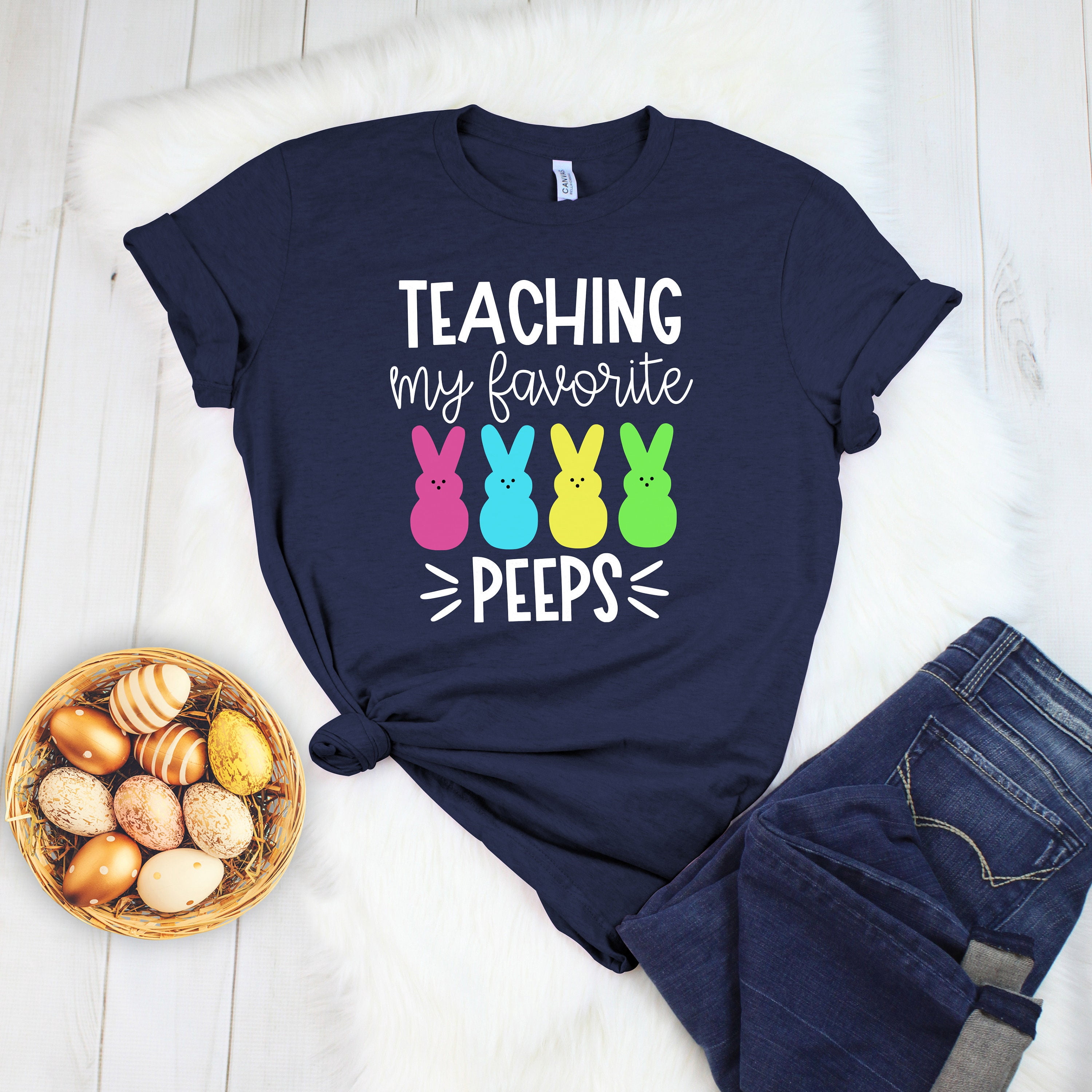 Colorful Bunny Design Teaching My Favorite Peeps T-Shirt for Easter ...