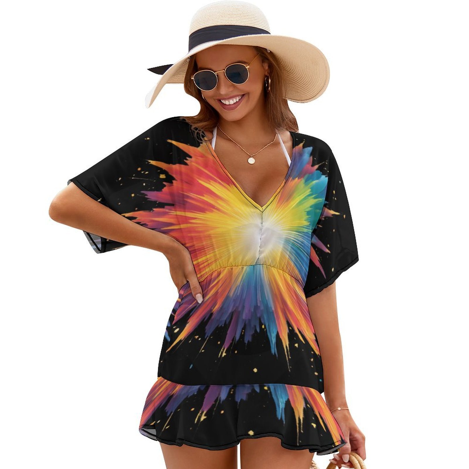Colorful Burst Tie-Dye Design Women's Luxury Party Dress Evening ...