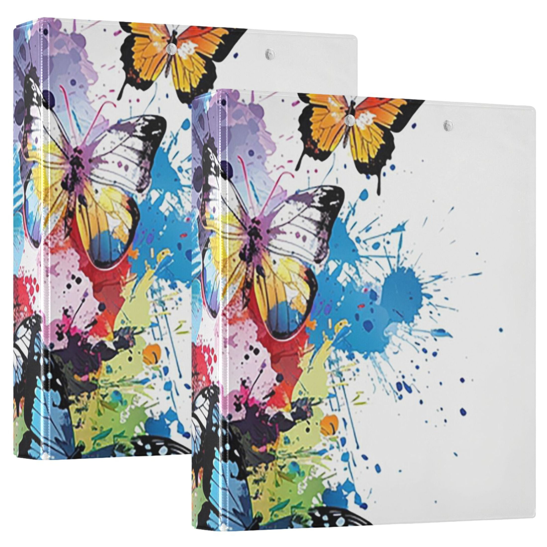 Colorful Butterflies 3 Ring Binders 1.5 inch Hardcover File Folders ...