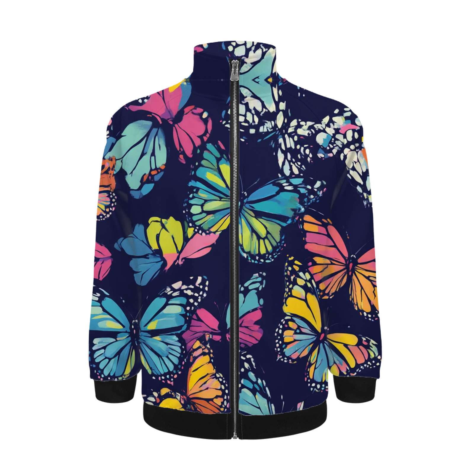 Colorful Butterflies Dark Background Pattern Jacket Men's Street Cool Long Sleeves Coat ...