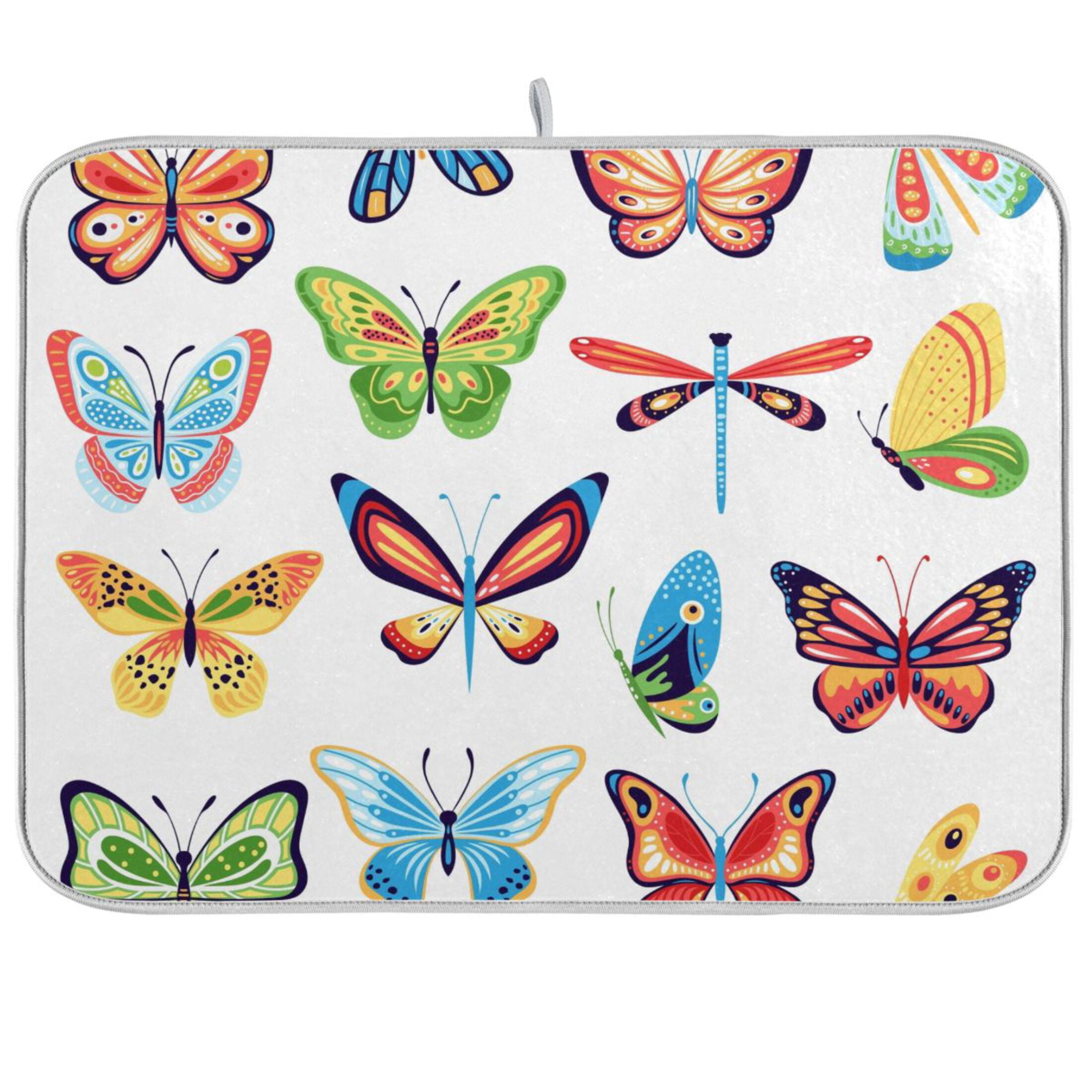 Colorful Butterflies Dish Drying Mat Microfiber Kitchen Pad Large ...