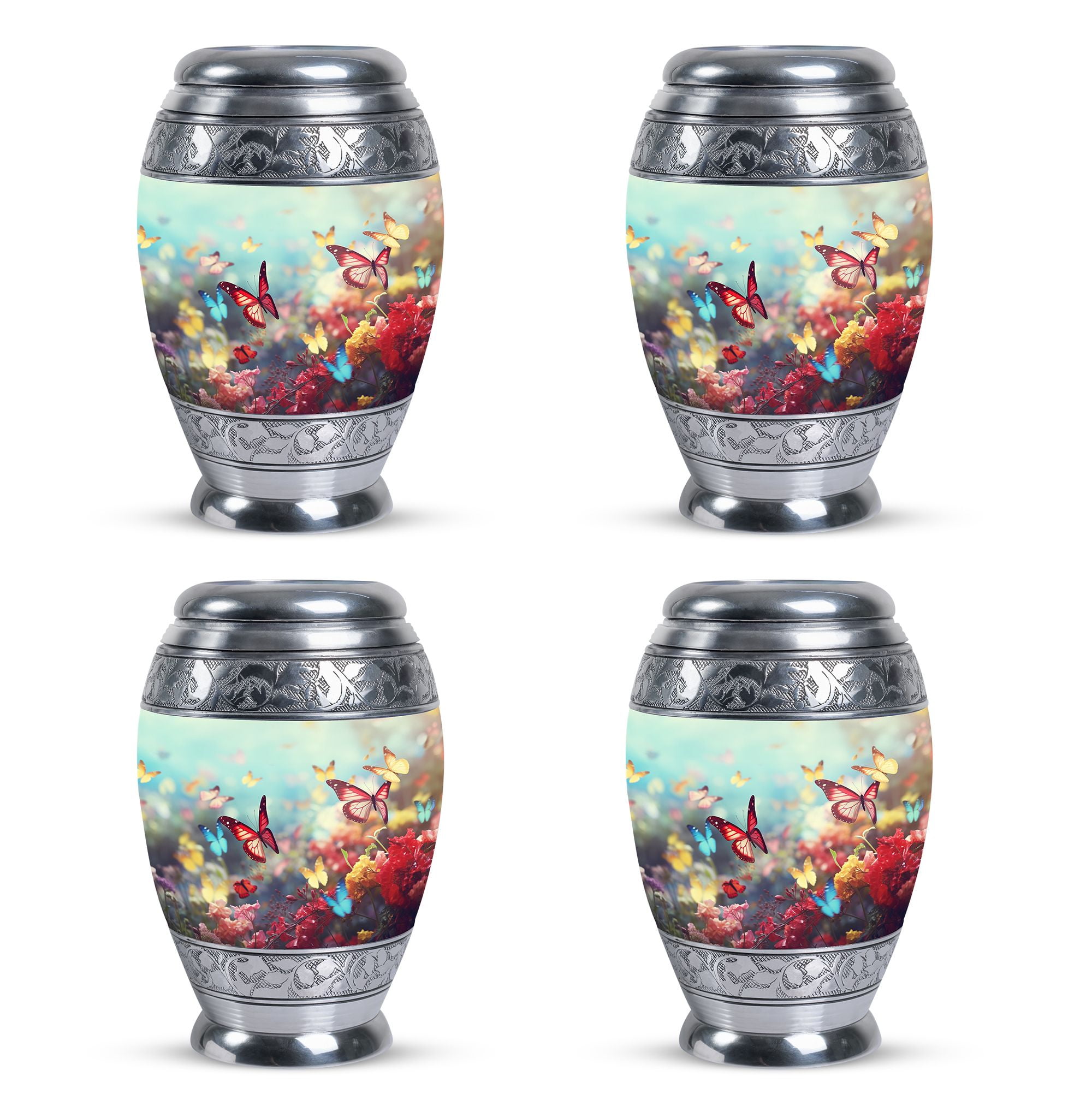 Colorful Butterflies Fly In A Meadow - Funeral Urn - Cremation Urn - 3 ...