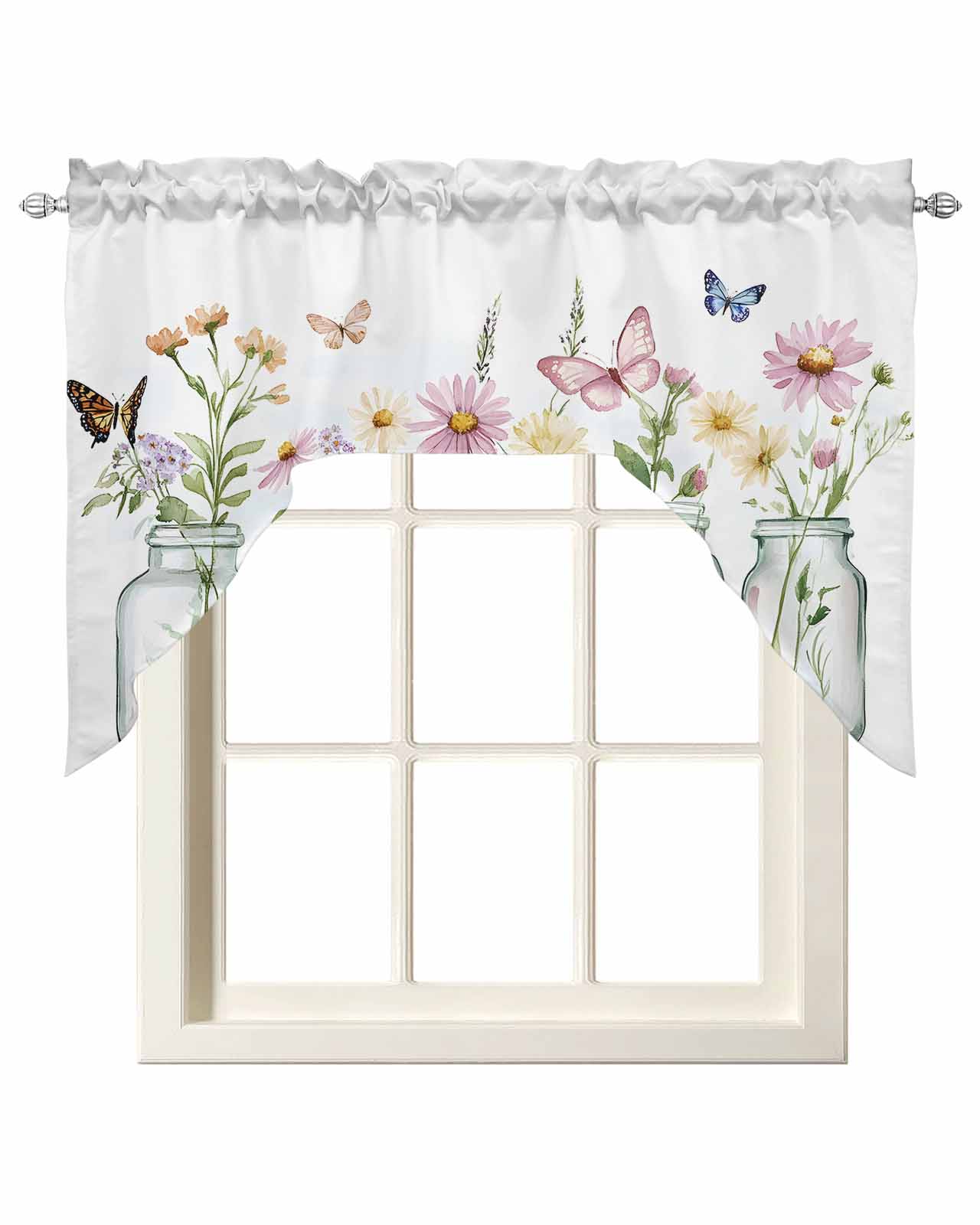 Colorful Butterflies Kitchen Swag Valances for Windows, Minilism ...