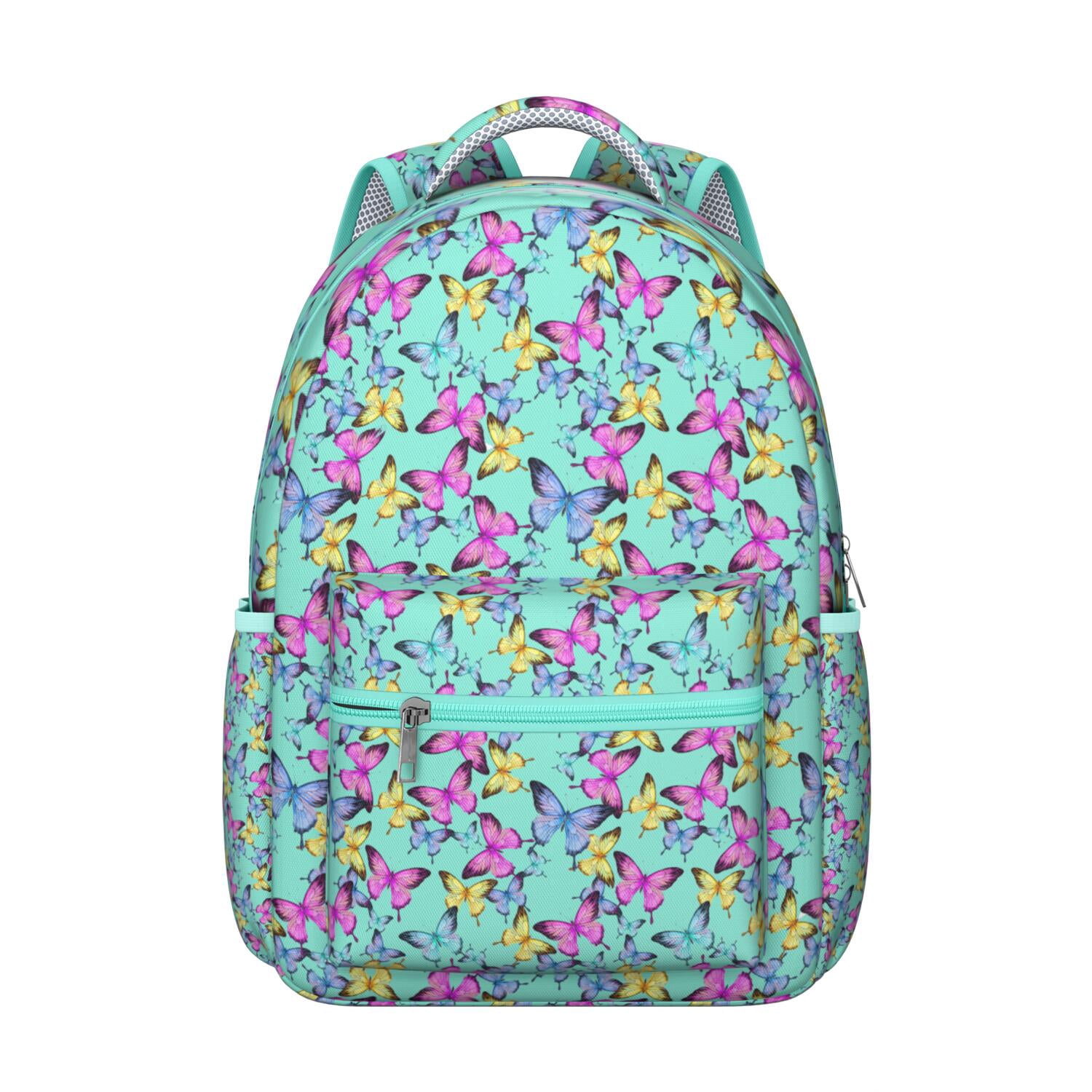 Colorful Butterflies Pattern Student School Backpack Cute Floral Print ...