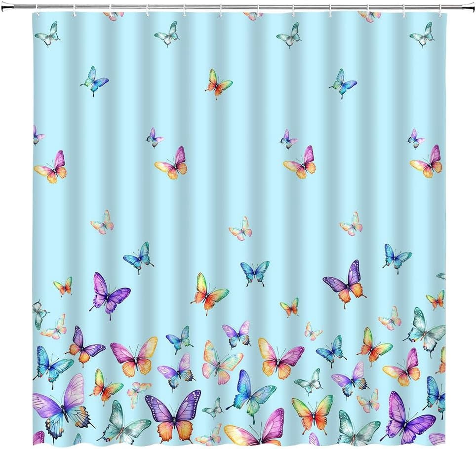 Colorful Butterflies Shower Curtain Rainbow Colors Butterfly Animals ...