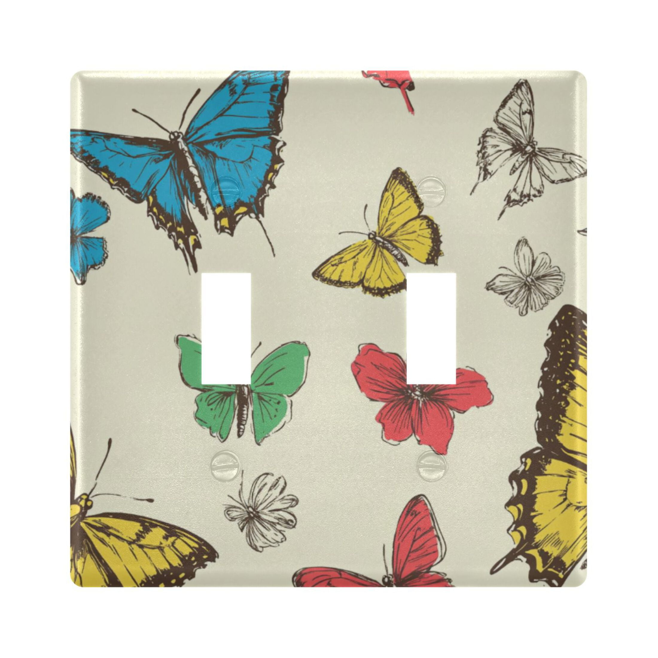 Colorful Butterflies Sketch Fireproof Switch Plate with Rounded Edges 3 ...