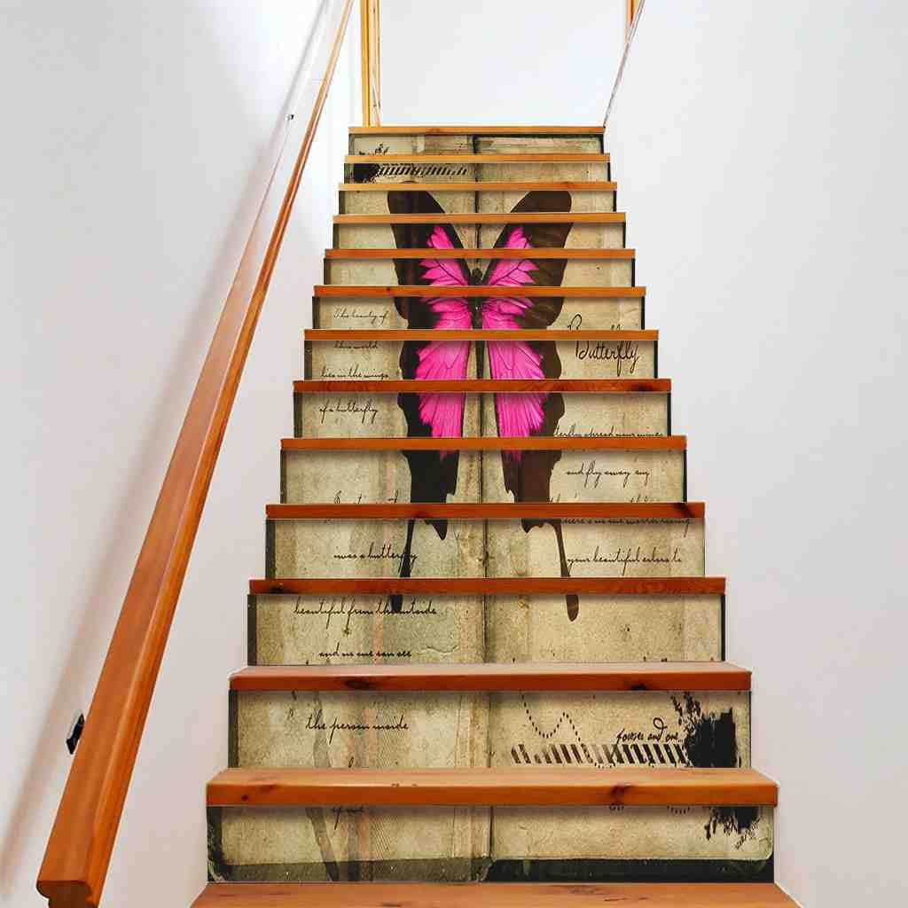 Colorful Butterflies Stair Stickers Watercolor Style Staircase Decals ...