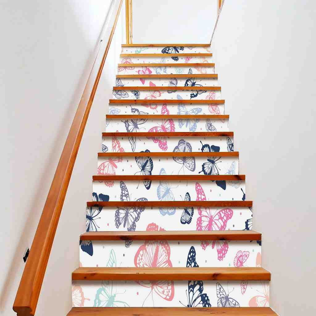 Colorful Butterflies Stair Stickers Watercolor Style Staircase Decals ...