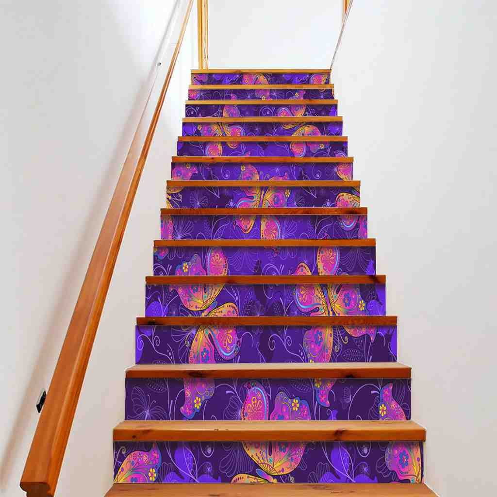 Colorful Butterflies Stair Stickers Watercolor Style Staircase Decals ...