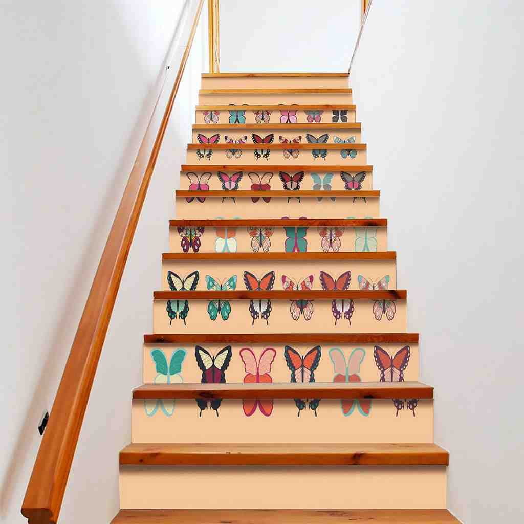 Colorful Butterflies Stair Stickers Watercolor Style Staircase Decals ...