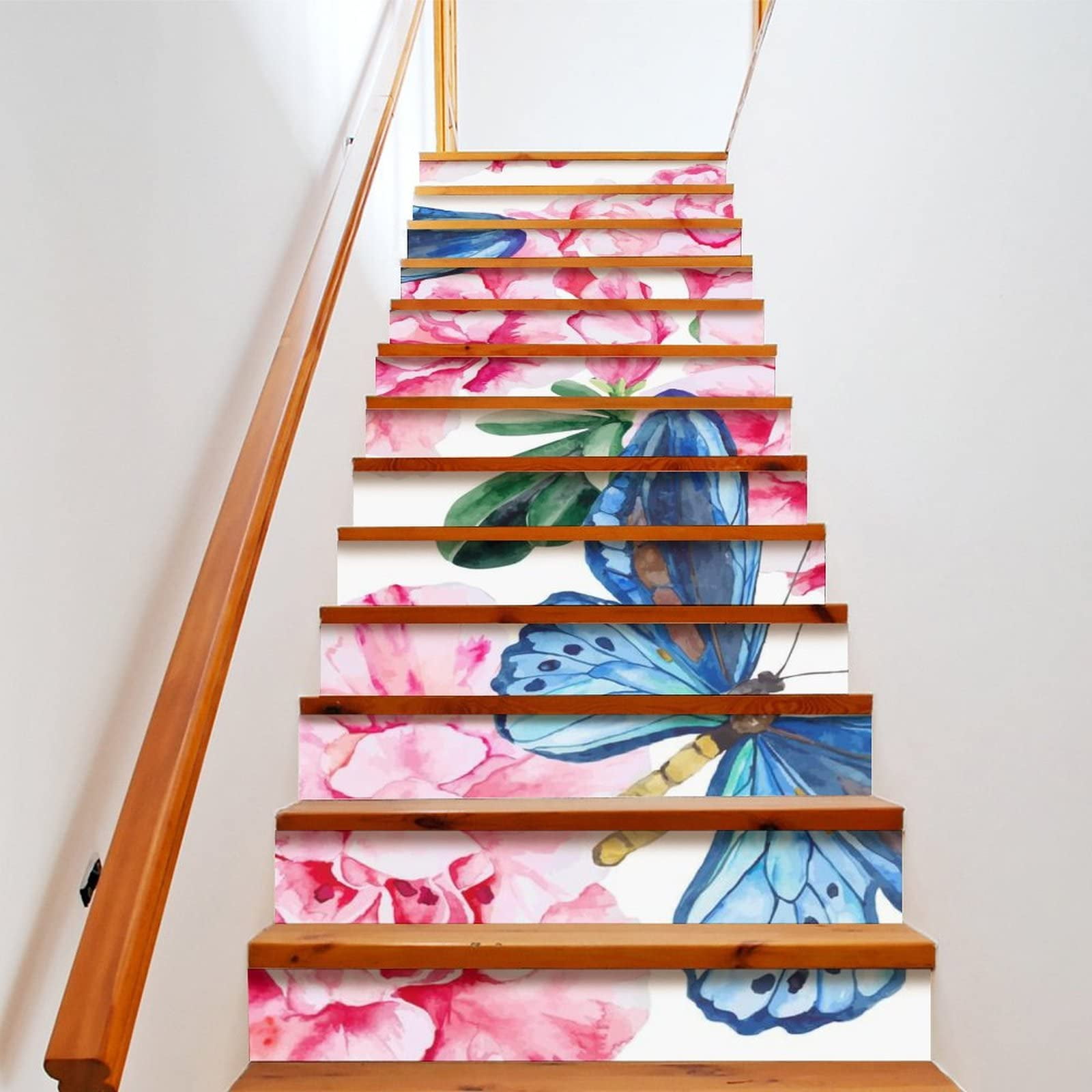 Colorful Butterflies Stair Stickers Watercolor Style Staircase Decals ...