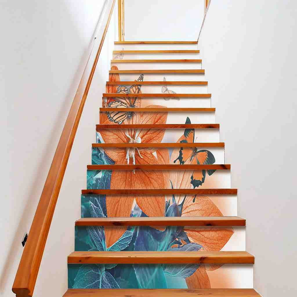 Colorful Butterflies Stair Stickers Watercolor Style Staircase Decals ...