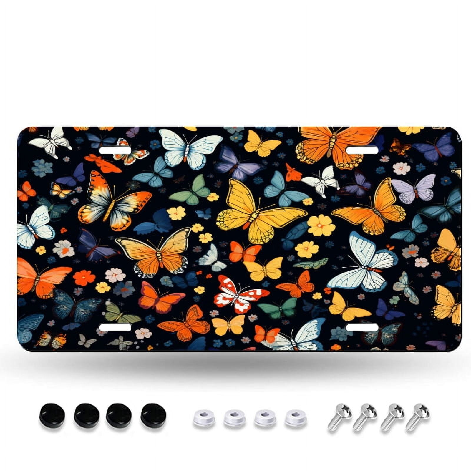 Colorful Butterflies in Various Sizes and Shapes License Plate Frame ...