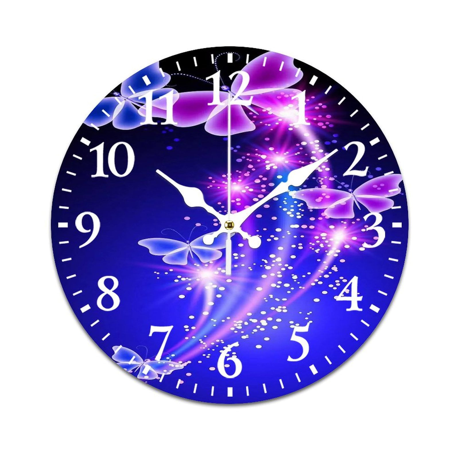 Colorful Butterflies Glitter Star Wall Clock Modern Design Clocks Wall ...
