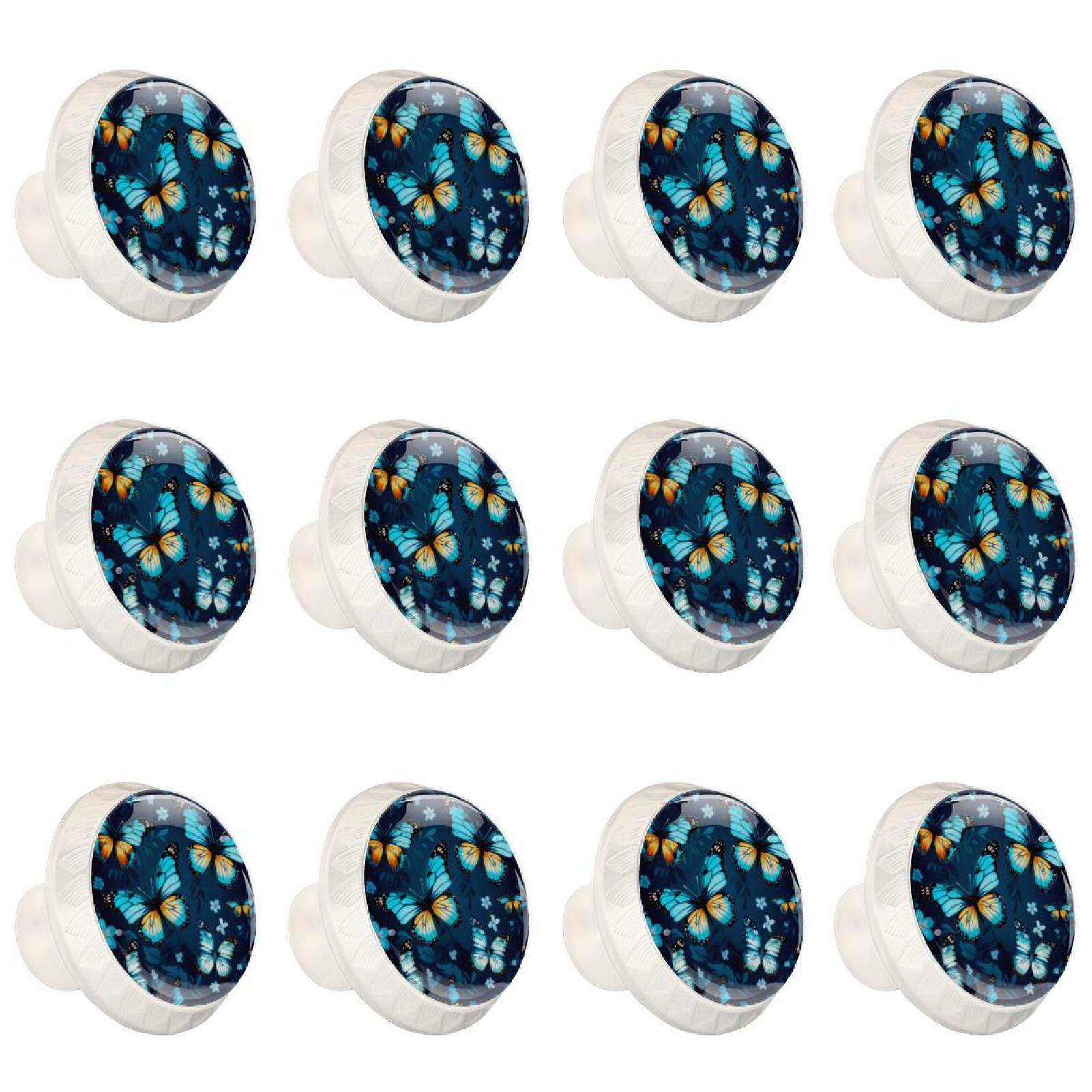 Colorful Butterfly 12 Pcs White Round Drawer Pulls with Screws,ABS and ...