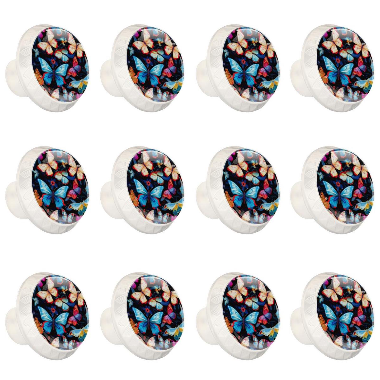 Colorful Butterfly 12 Pcs White Round Drawer Pulls with Screws,ABS and ...