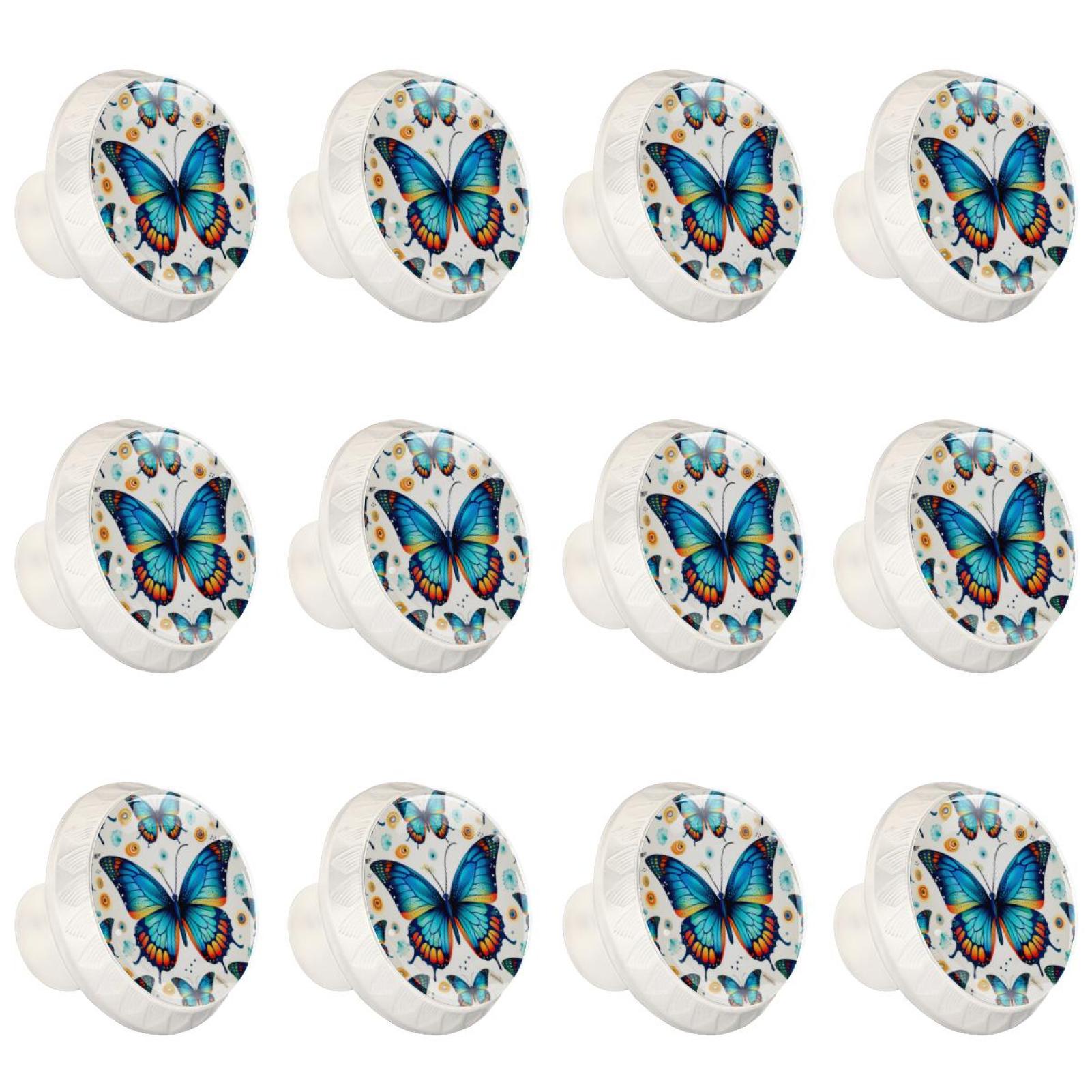 Colorful Butterfly 12 Pcs White Round Drawer Pulls with Screws,ABS and ...