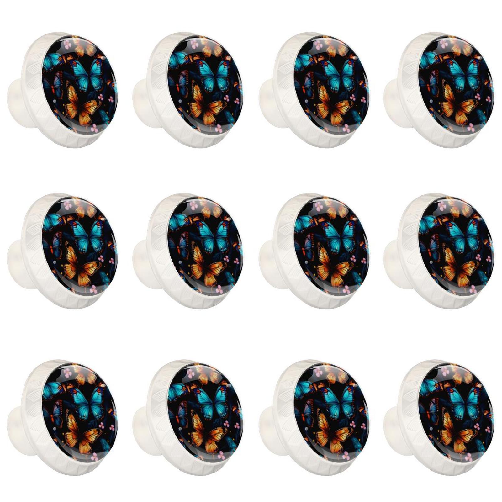Colorful Butterfly 12 Pcs White Round Drawer Pulls with Screws,ABS and ...
