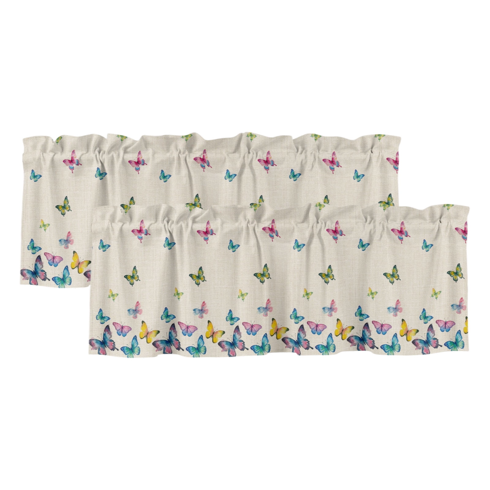 Colorful Butterfly 2 Panels Kitchen Valance, Pink Blue Yellow ...
