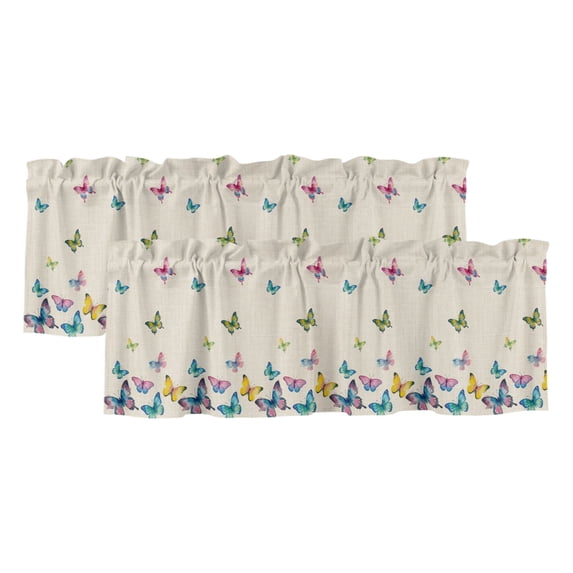 Colorful Butterfly 2 Panels Kitchen Valance, Pink Blue Yellow ...