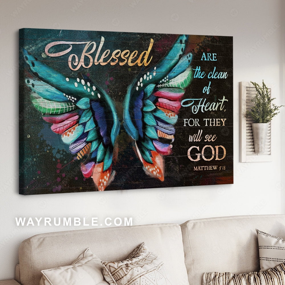 Colorful Butterfly, Abstract Art, Bible Verse, Blessed Are The Clean Of ...