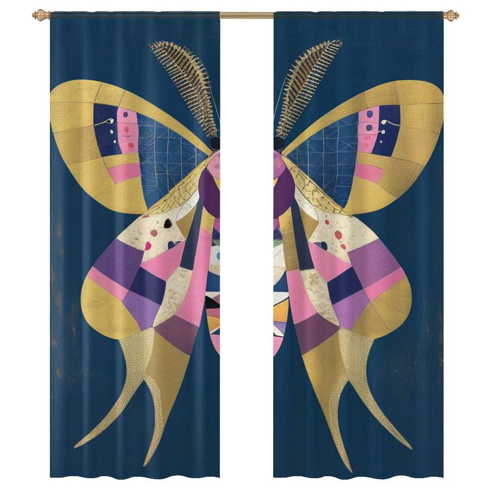 Colorful Butterfly Art Print Sheer Window Curtains for Living Room ...