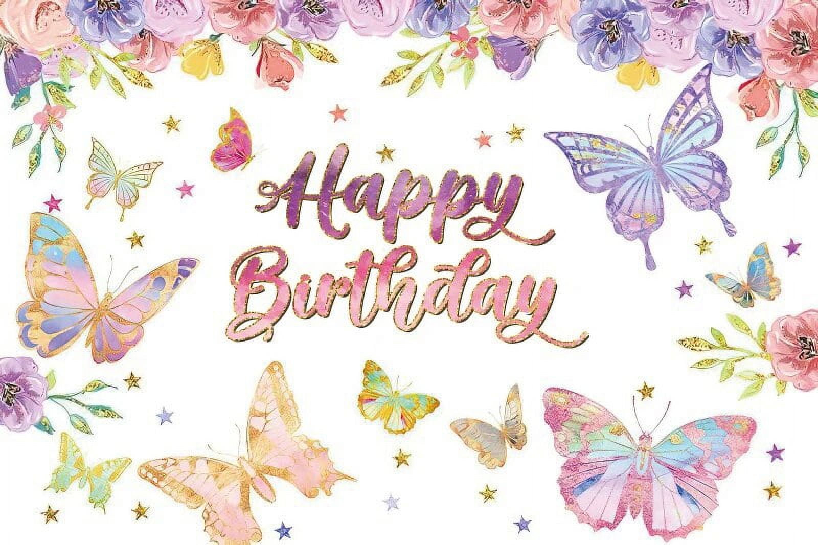 Colorful Butterfly Birthday Background Watercolor Floral Newborn Baby ...