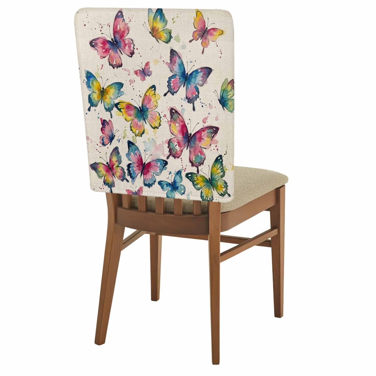 Colorful Butterfly Chair Covers Set of 4 Watercolor Pink Blue ...