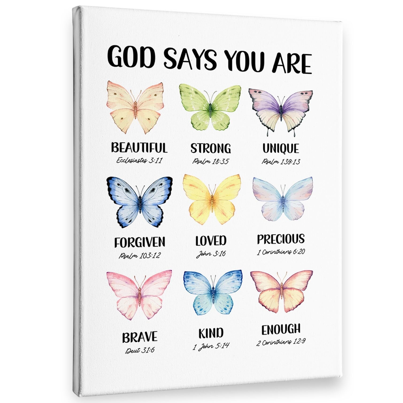 Colorful Butterfly Christian Inspirational Wall Art Decor Canvas God ...