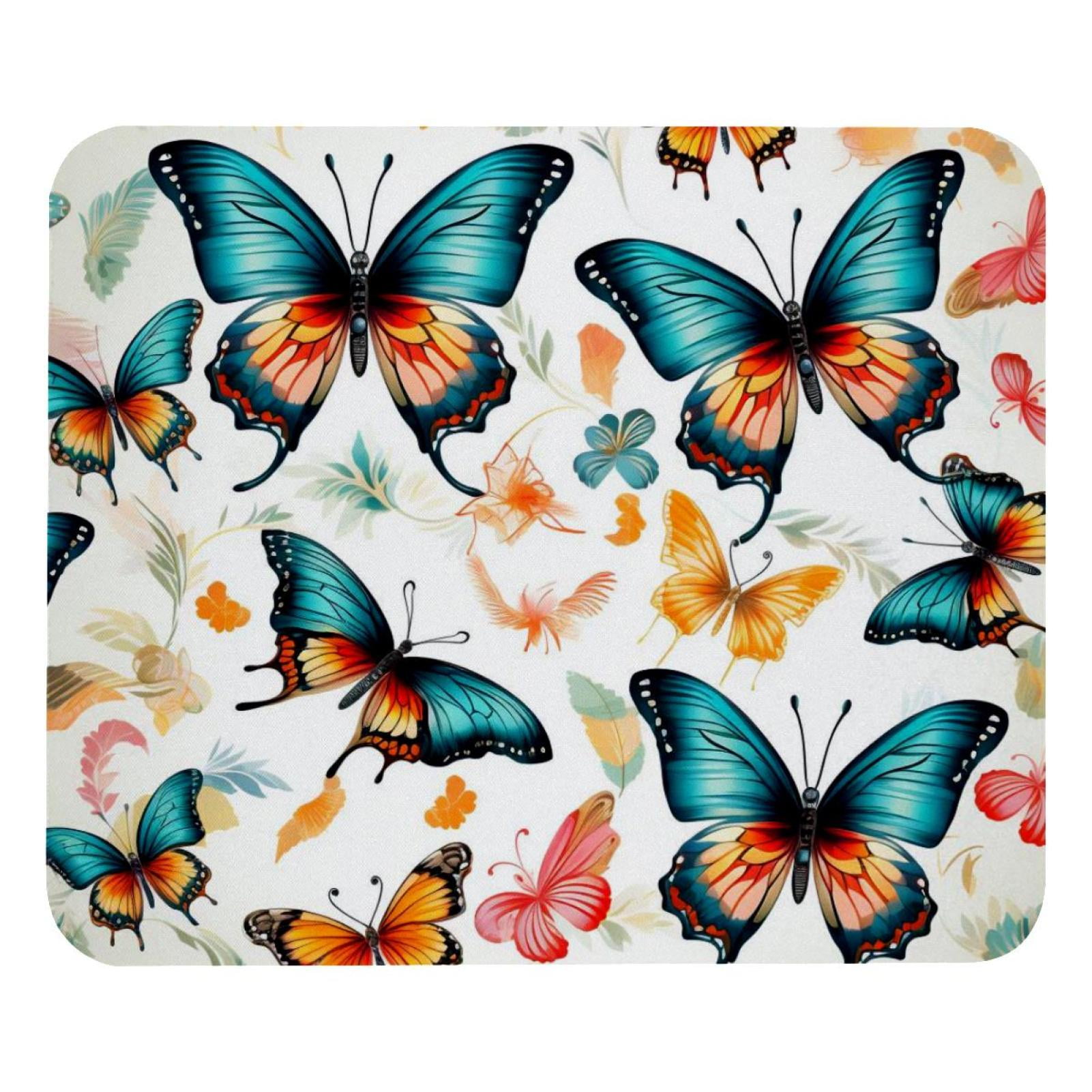 Colorful Butterfly Computer Mouse Pad,Rubber Mouse Mat for Gaming ...