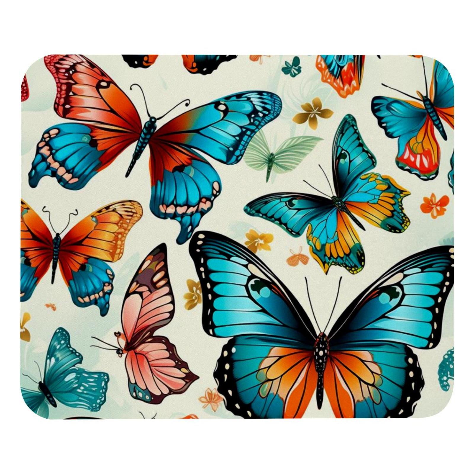 Colorful Butterfly Computer Mouse Pad,Rubber Mouse Mat for Gaming ...