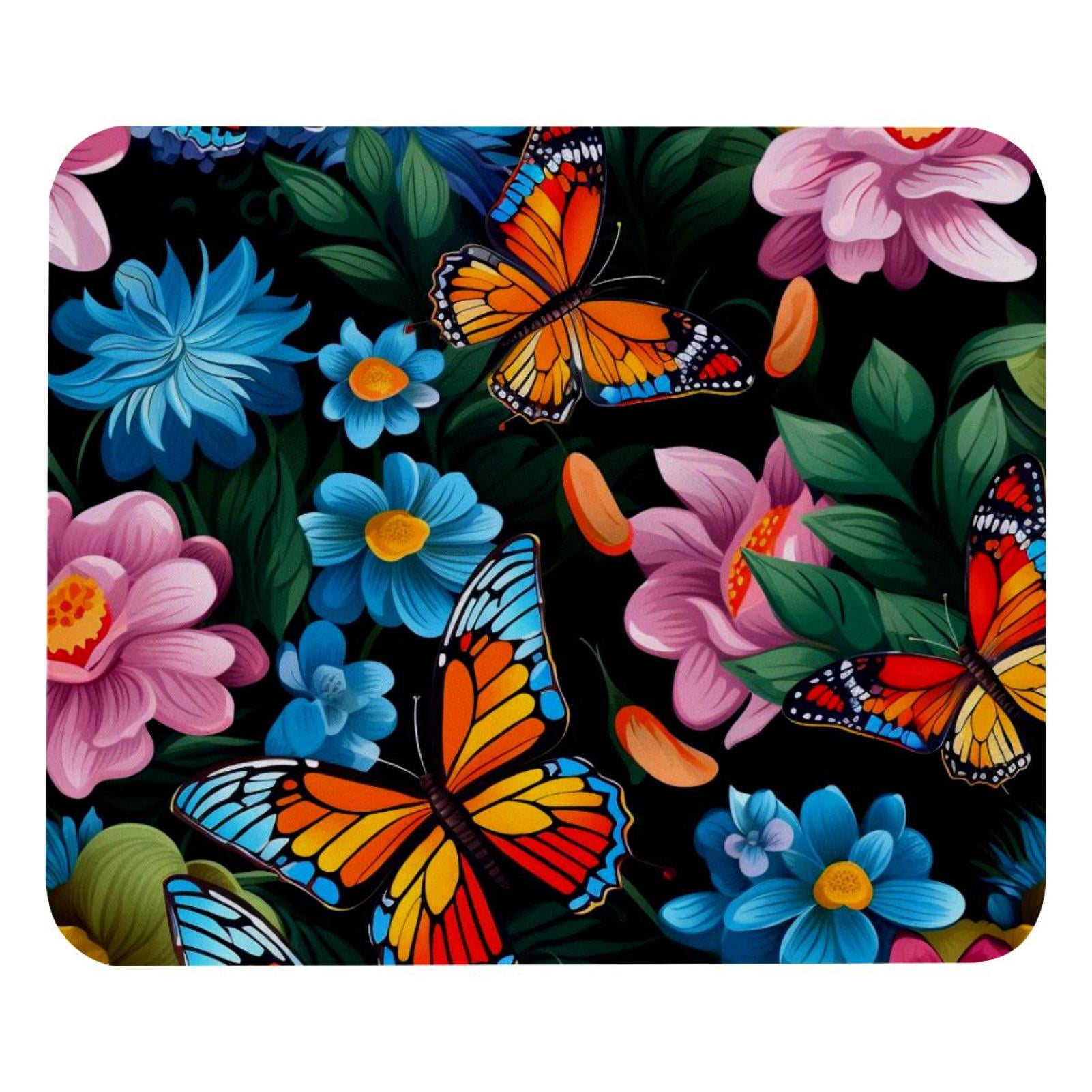 Colorful Butterfly Computer Mouse Pad,Rubber Mouse Mat for Gaming ...