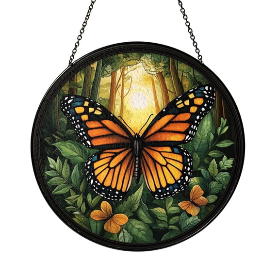 Colorful Butterfly Decorative Stained Glass Style Window Hanging ...