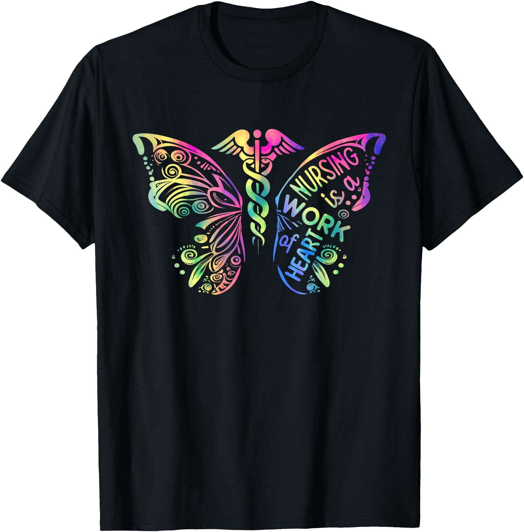 Colorful Butterfly Design VA Nursing T-Shirt for Veterans and Nurses ...