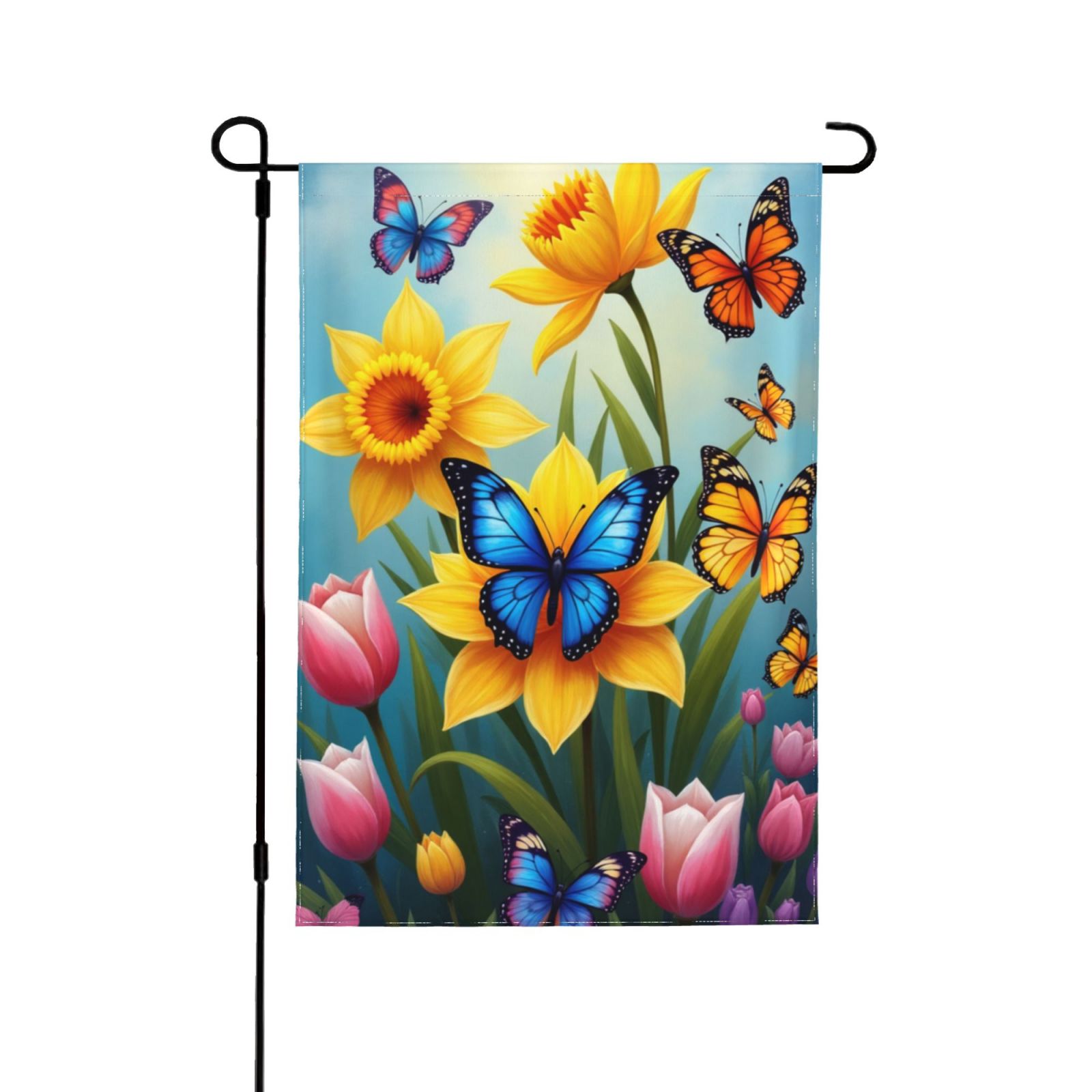 Colorful Butterfly Dragonfly Floral Graden Flag 12.5x18 Inch Double ...