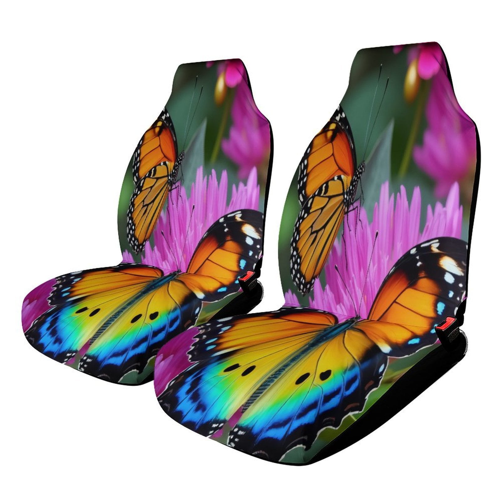Colorful Butterfly Floral Print-3 Car Seat Covers,Universal Auto Front ...