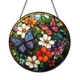 Colorful Butterfly Floral Scene Stained Glass Style Window Suncatcher ...