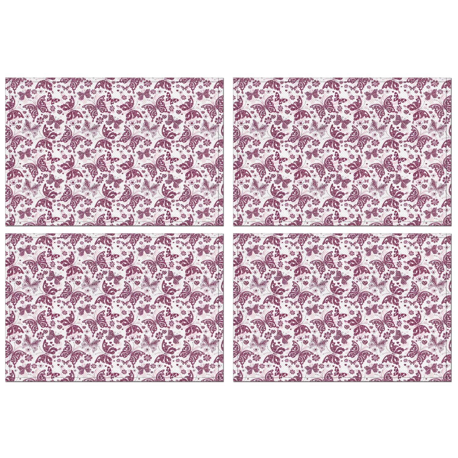 Colorful Butterfly Flower Pattern Summer Placemats Table Placemats Set ...