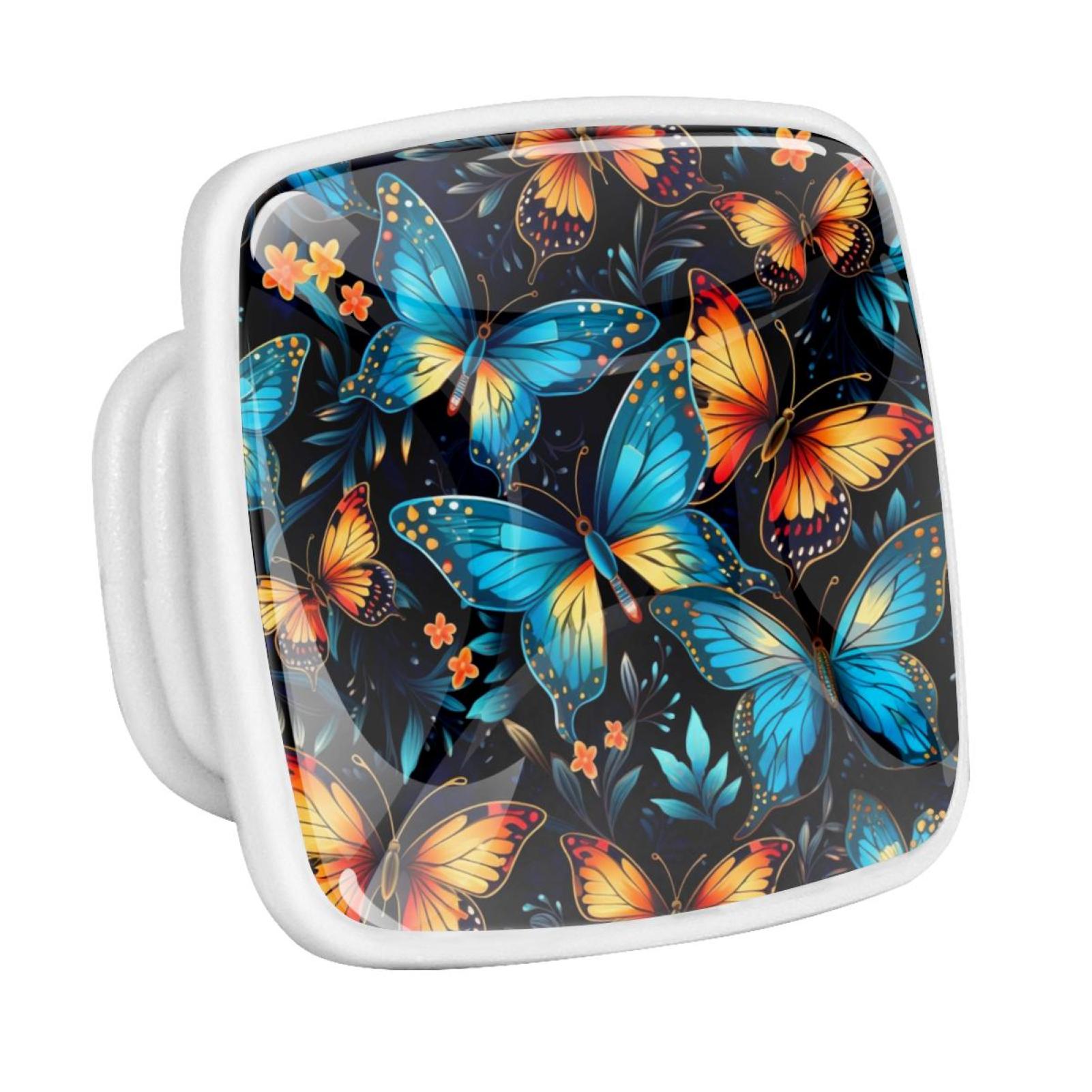 Colorful Butterfly Fluorescent Drawer Pulls with Screws Square 4-Pack ...