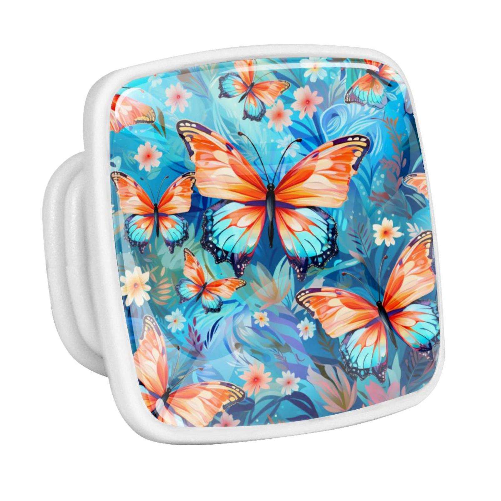 Colorful Butterfly Fluorescent Drawer Pulls with Screws Square 4-Pack ...