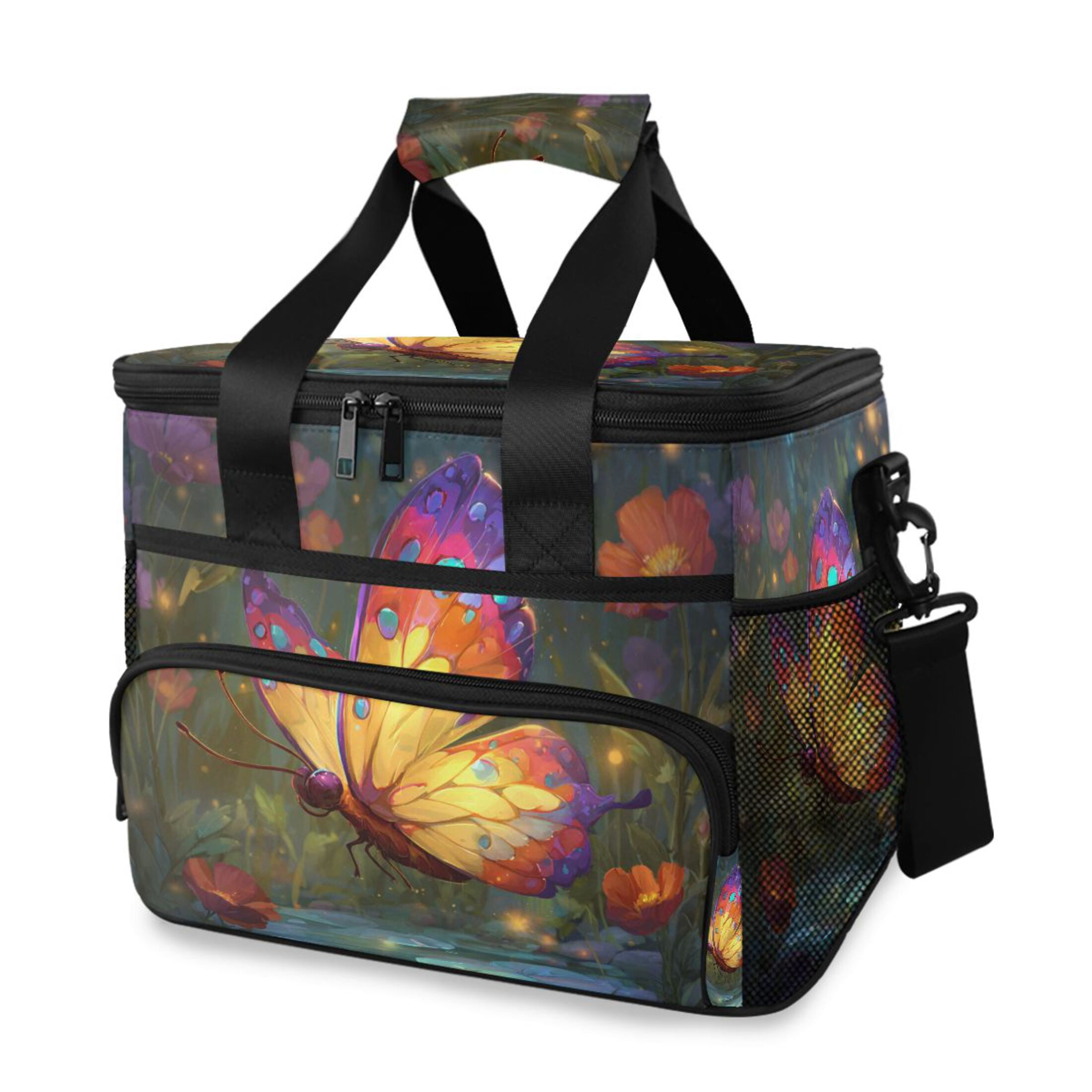 Colorful Butterfly Flying Flower Pond Portable Cooler Lunch Box ...