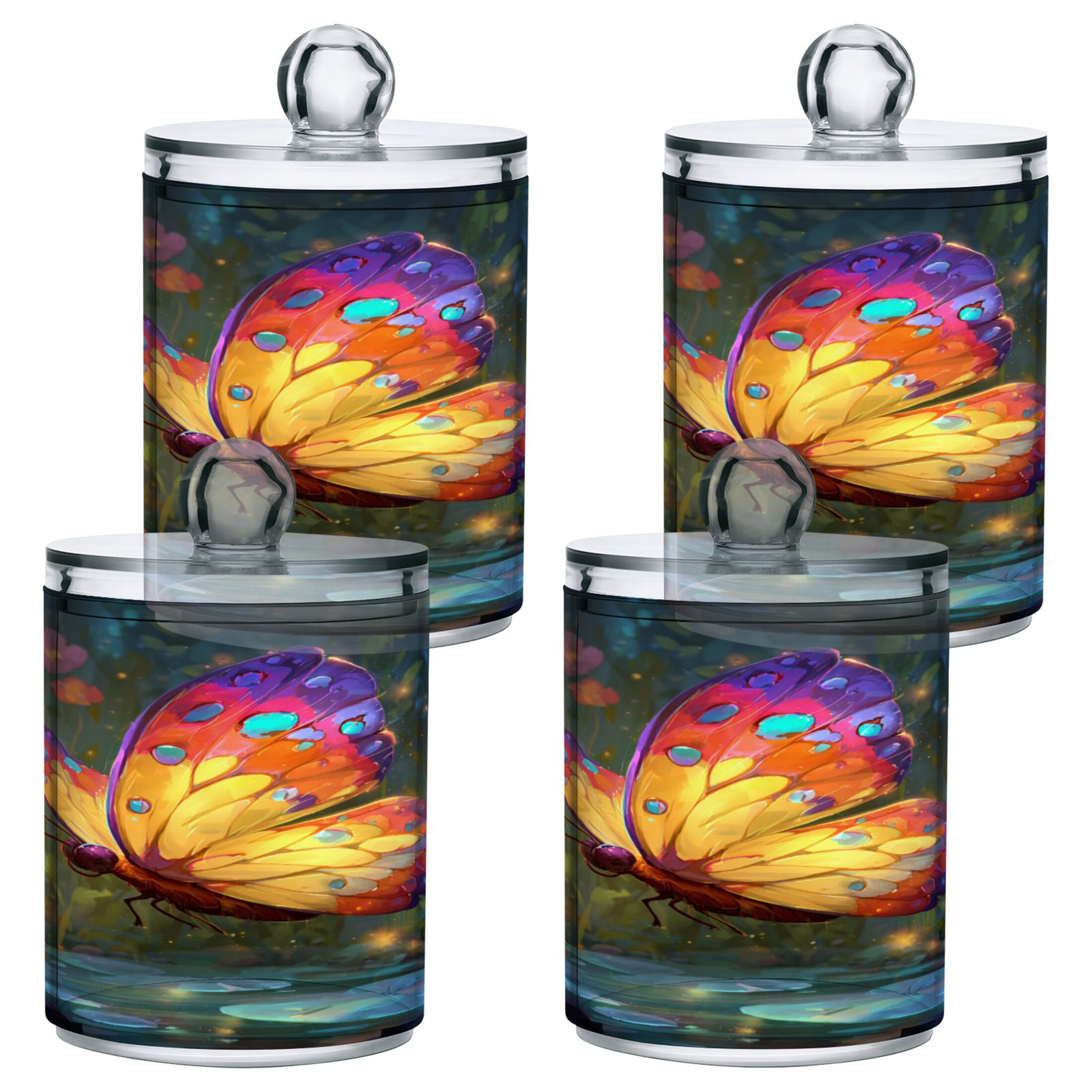 Colorful Butterfly Flying Flower Pond Translucent Plastic Cans Storage ...