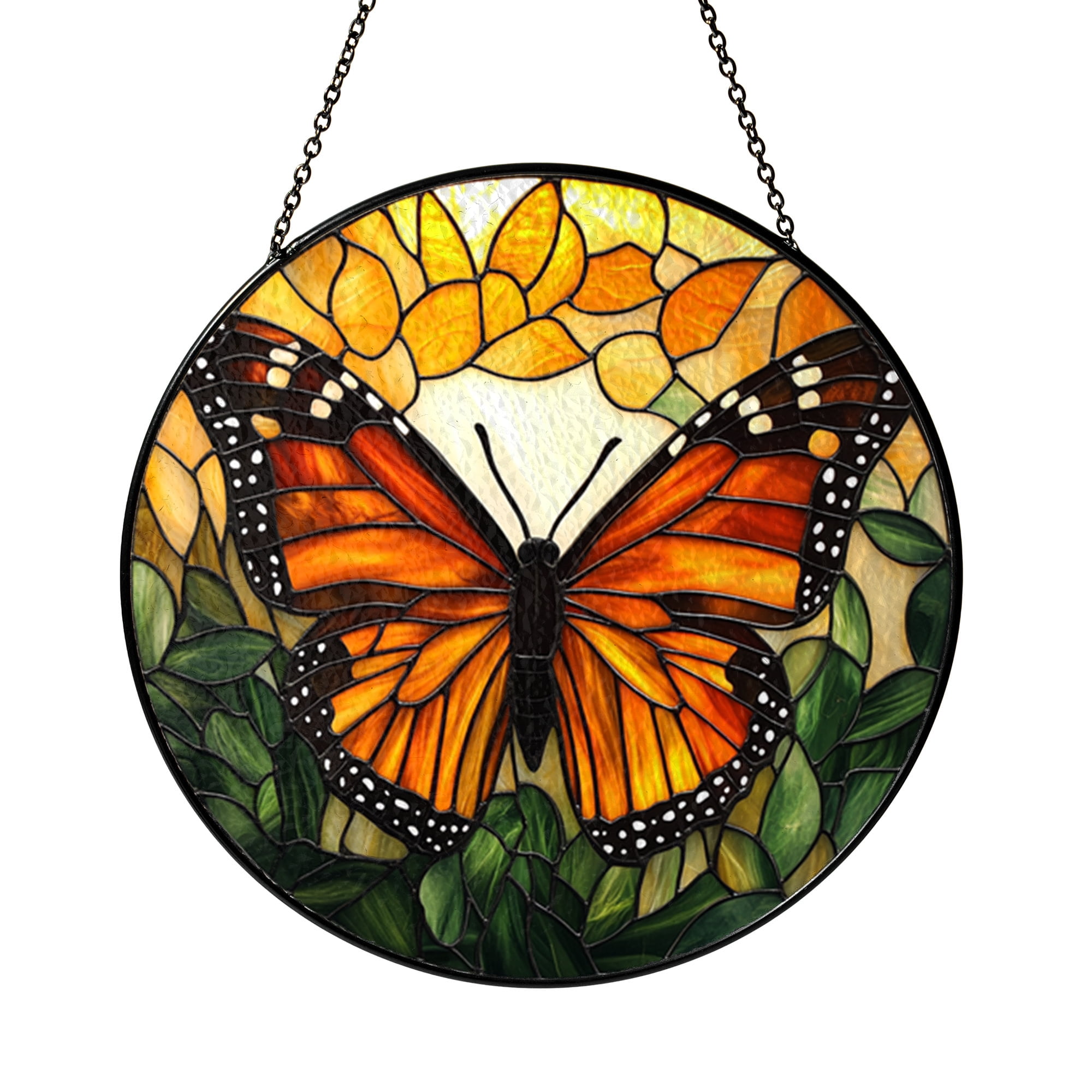 Colorful Butterfly Garden Stained Glass Style Suncatcher Window Decor ...