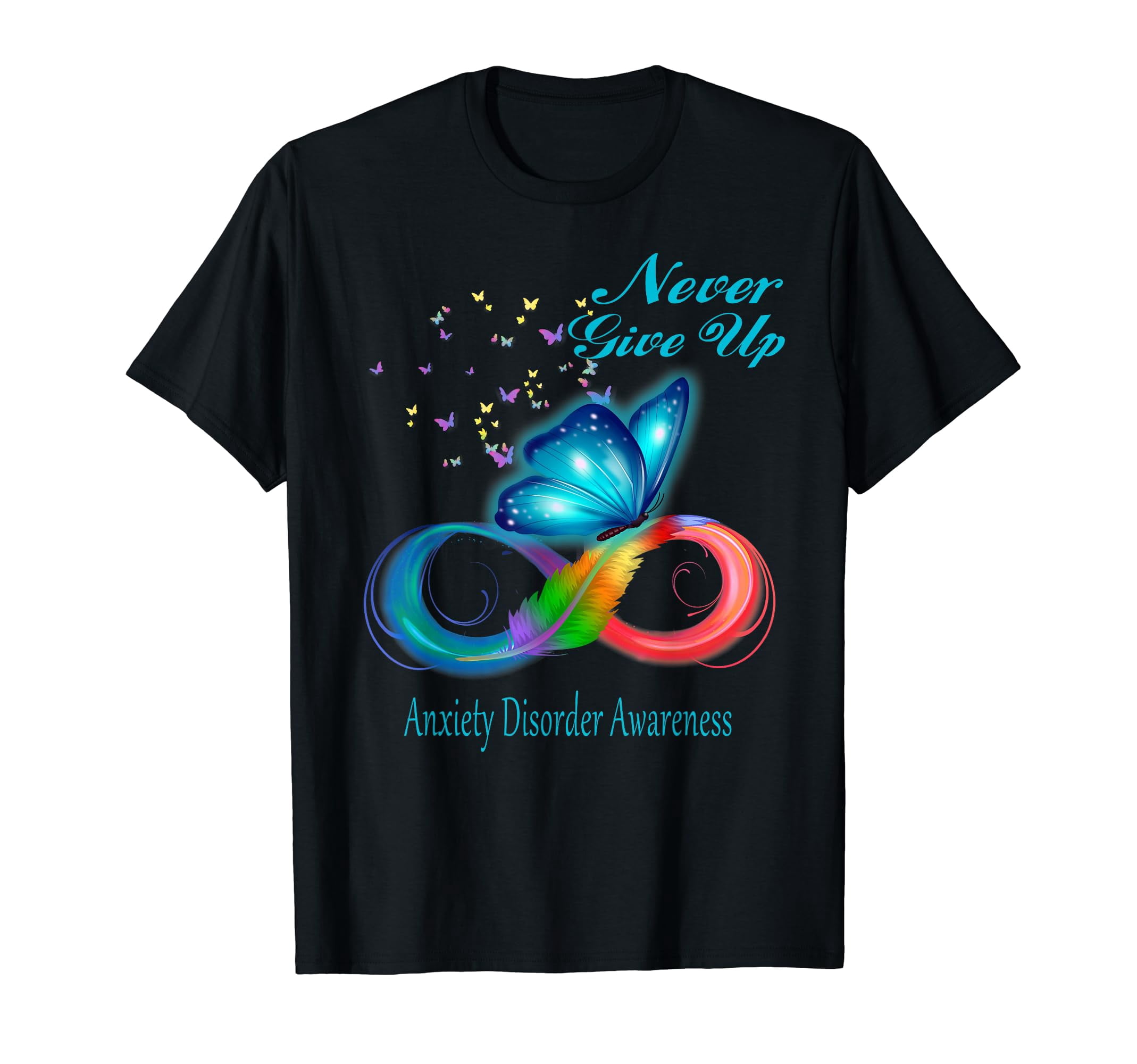 Colorful Butterfly Graphic T-Shirt for Anxiety Disorder Awareness and ...