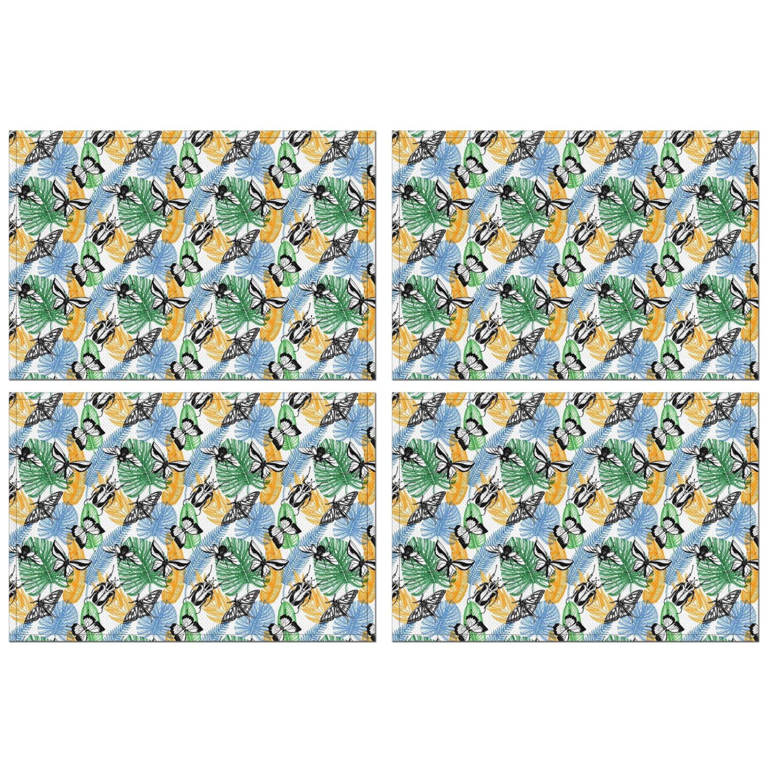 Colorful Butterfly Leaf Pattern Summer Placemats Table Placemats Set Of ...