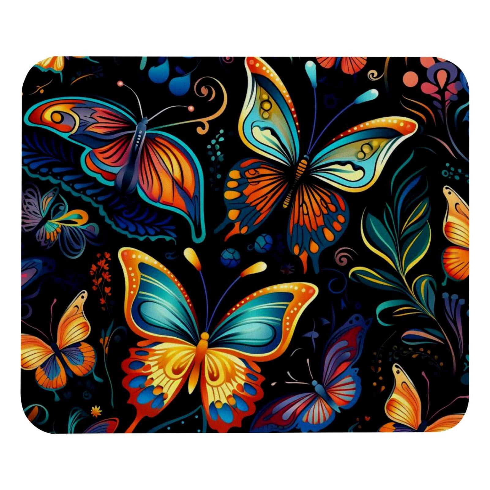 Colorful Butterfly Mouse Pad, Personality Design Rubber Base for Office ...