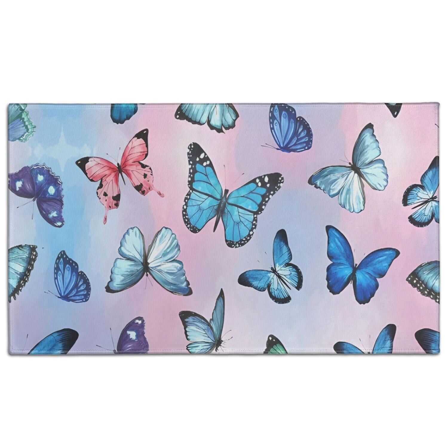Colorful Butterfly Pastel Door Rugs,Washable Non Slip Door Mats Indoor ...
